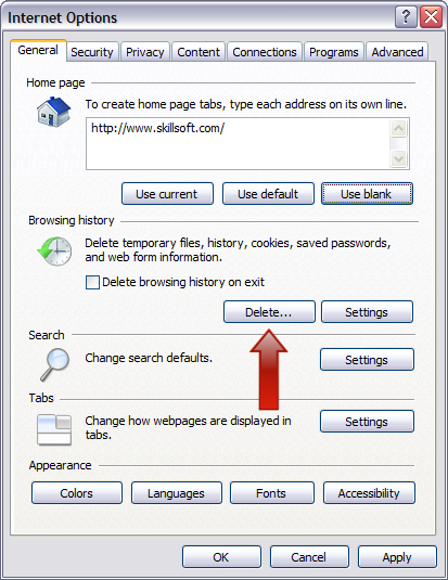 Skillsoft Self-Help - Internet Explorer Optimization Instructions